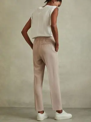 REISS Hailey Tapered Trousers - Brown