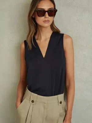 REISS Mira V-neck Shell Top