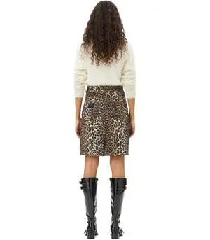 GANNI Animal Print Denim Mini Skirt