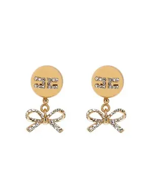 Elisabetta Franchi Logoed Pendant Earrings - Gold