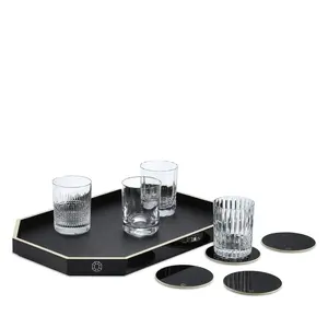 THE MARTHA, BY BACCARAT Octagon Coaster Set - Black