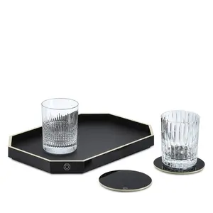 THE MARTHA, BY BACCARAT Octagon Coaster Set - Black