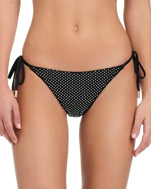 Red Carter Side Tie Bikini Bottom - Black