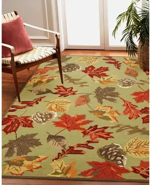LUSH DECOR Liora Manne Ravella Falling Leaves Area Rug, 5' X 7'6 - Moss