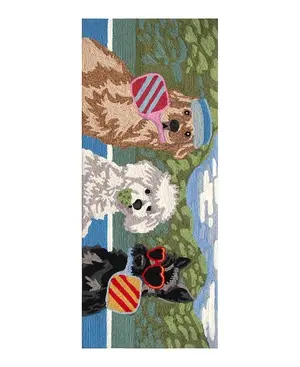 LIORA MANNE Frontporch Pickled Pups Runner Area Rug, 2' X 5 - Multi