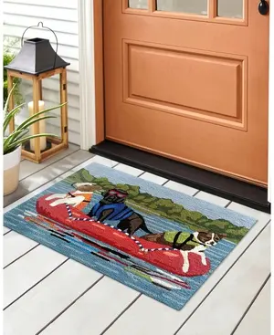 LUSH DECOR Liora Manne Frontporch Rafting Dogs Area Rug, 1'8 X 2'6
