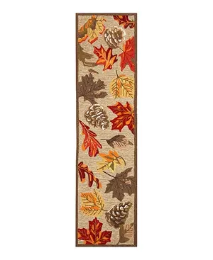 LIORA MANNE Ravella Falling Leaves Runner Area Rug, 2' X 8 - Natural