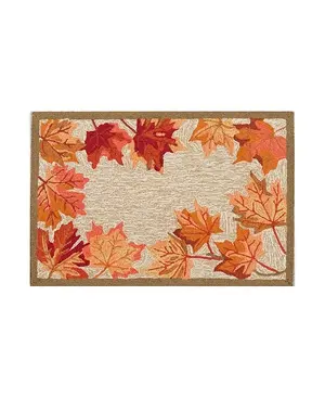LIORA MANNE Ravella Falling Leaves Border Area Rug, 2' X 3 - Natural