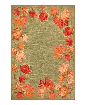 LUSH DECOR Liora Manne Ravella Falling Leaves Border Area Rug, 3'6 X 5'6 - Moss