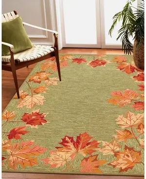 LUSH DECOR Liora Manne Ravella Falling Leaves Border Area Rug, 5' X 7'6
