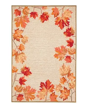 LUSH DECOR Liora Manne Ravella Falling Leaves Border Area Rug, 5' X 7'6 - Natural