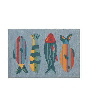 LIORA MANNE Frontporch Fishes Area Rug, 1'8 X 2'6 - Aqua