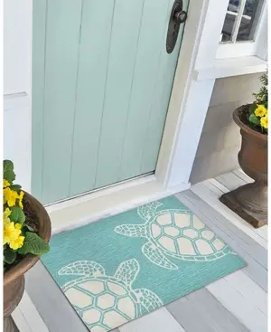 LIORA MANNE Capri Turtle Area Rug, 1'8 X 2'6 - Aqua