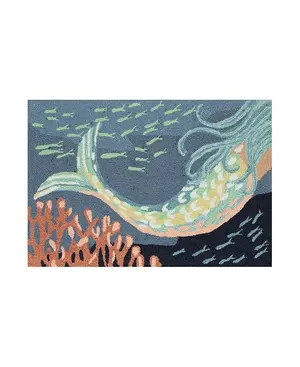 LIORA MANNE Frontporch Siren Sighting Area Rug, 1'8 X 2'6 - Ocean