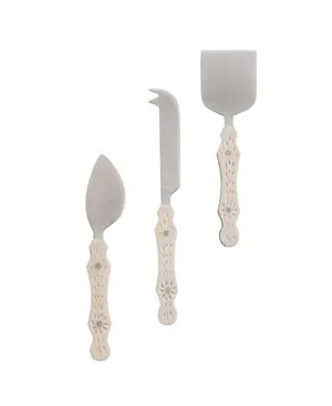 GAURI KOHLI Derby Cheese Knives, Set Of 3 - White/matte Steel