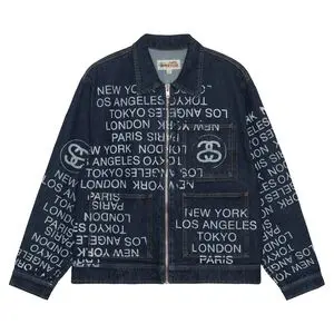 StÜssy City Link Denim Zip Work Jacket - Blue