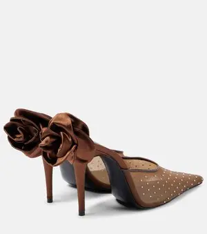 Magda Butrym Embellished Mesh Pointed Toe Mules