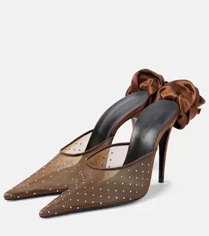 Magda Butrym Embellished Mesh Pointed Toe Mules
