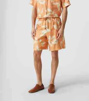 Dries Van Noten Printed Silk Shorts - Orange