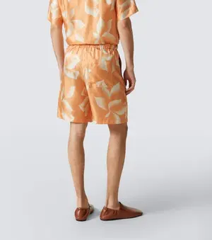 Dries Van Noten Printed Silk Shorts - Orange