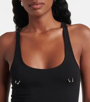 MUGLER Pierced Cotton Bodysuit - Black