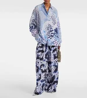 Dries Van Noten Printed Wide-leg Pants - Blue