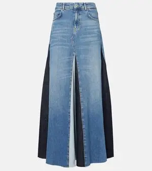 Ag Patchwork High-rise Denim Maxi Skirt