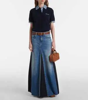 Ag Patchwork High-rise Denim Maxi Skirt