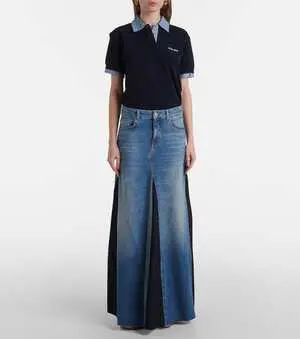 Ag Patchwork High-rise Denim Maxi Skirt