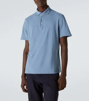 Fedeli Cotton Piqué Polo Shirt - Blue