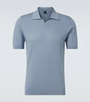 Fedeli Cotton Piqué Polo Shirt - Blue
