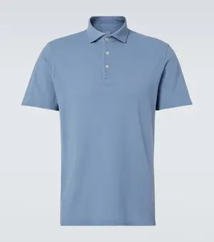 Fedeli Cotton Piqué Polo Shirt - Blue