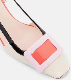 ROGER VIVIER Belle Vivier 45 Patent Leather Slingback Pumps - Multicoloured