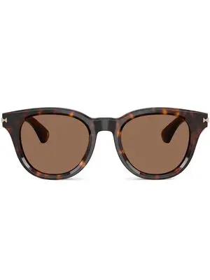 Burberry Logo-engraved Round Sunglasses - Brown