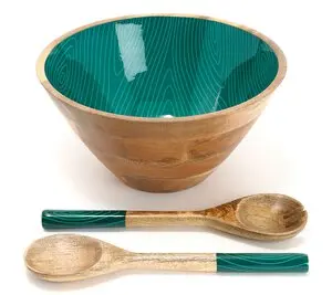 TEMP-TATIONS Woodland 4-qt Mango Wood Bowl With Servers - One-color
