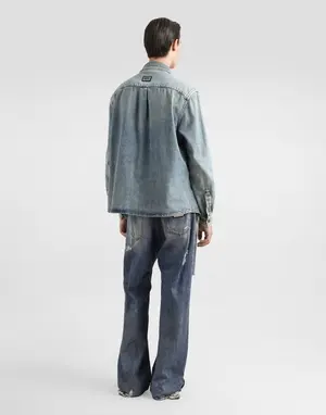 Dolce & Gabbana Denim Shirt With Bejeweled Appliqués