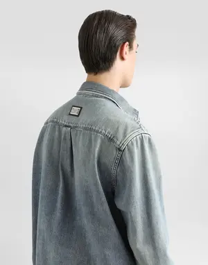 Dolce & Gabbana Denim Shirt With Bejeweled Appliqués