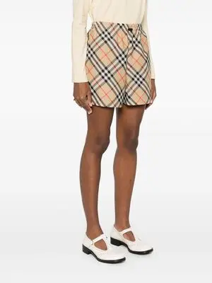 Burberry Check Shorts With Equestrian Knight Design Appliqu - Neutrals