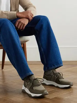 Berluti Shadow Leather-trimmed Sneakers