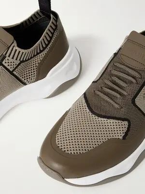 Berluti Shadow Leather-trimmed Sneakers