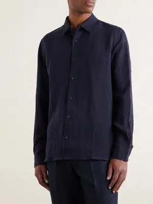 Orlebar Brown Justin Linen Shirt - Blue