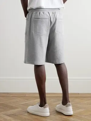 Brunello Cucinelli Straight-leg Cotton-blend Jersey Drawstring Shorts - Gray