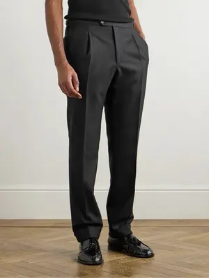 SAMAN AMEL Tapered Pleated Wool-twill Suit Trousers