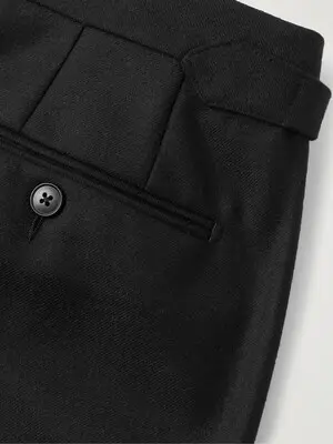 SAMAN AMEL Tapered Pleated Wool-twill Suit Trousers