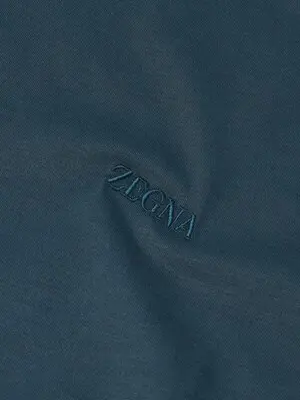 Zegna Slim-fit Logo-embroidered Cotton-jersey T-shirt - Blue