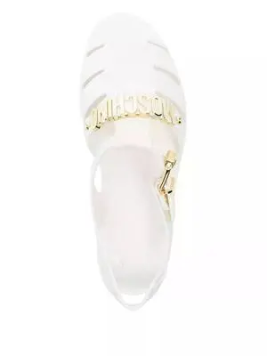 Moschino Lettering Sandals - White