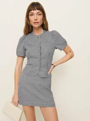 REFORMATION Mika Two Piece - Black And White Check