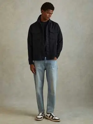REISS Wick Textured Crew-neck T-shirt - Navy
