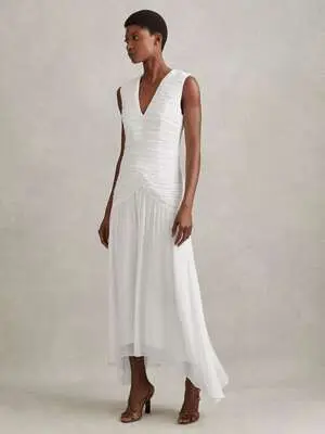 REISS Saffy Ruched Bodycon Midi Dress