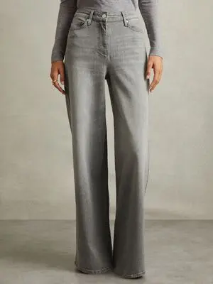 REISS Crete Wide-leg Jeans - Washed Grey